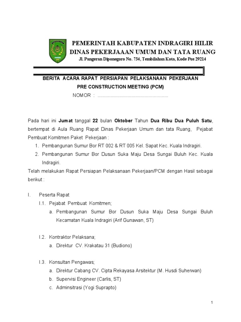 Ba Rapat PCM Sumur Bor | PDF | Teknologi & Rekayasa