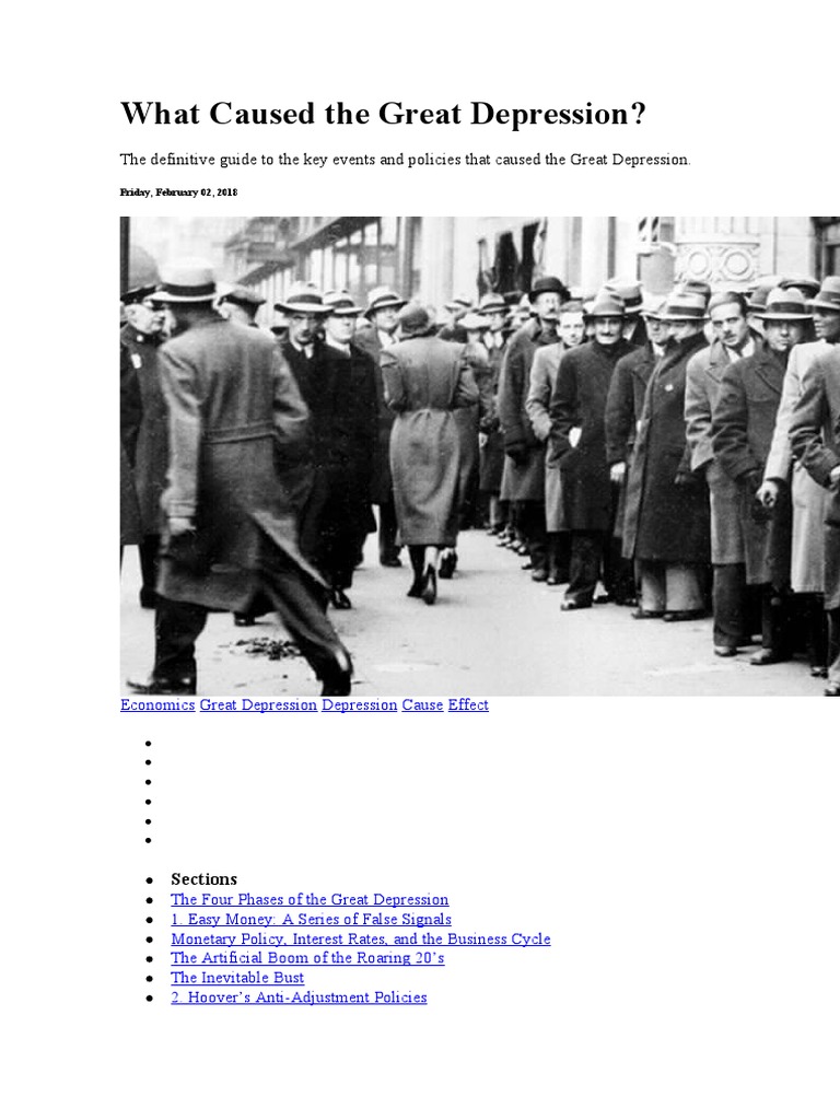 Causes of the Great Depression Explained | PDF | Great Depression ...