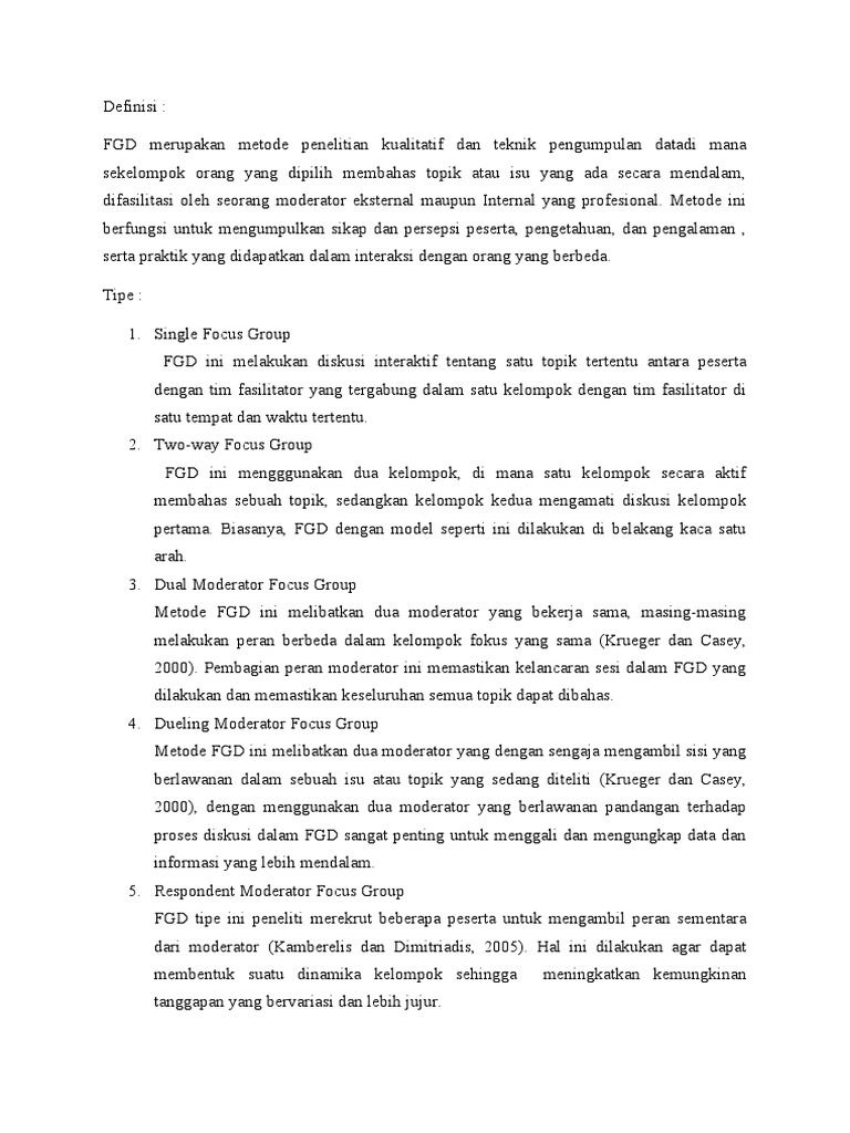 Panduan Lengkap FGD: Metode dan Implementasi | PDF | Karier ...