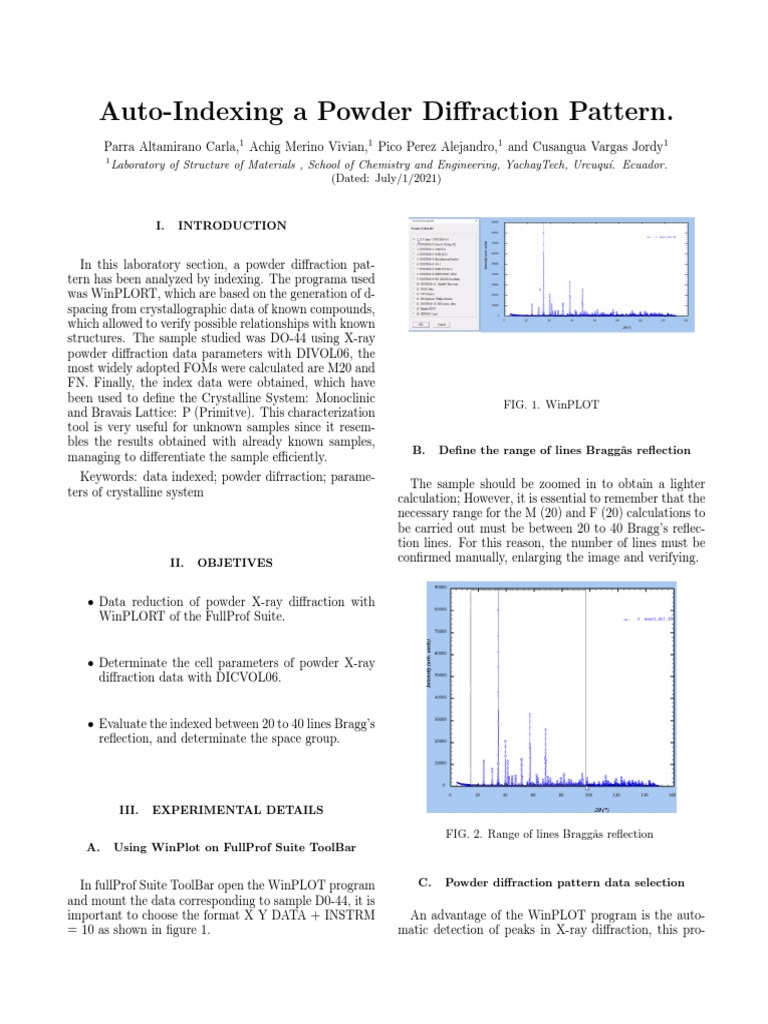Auto-Indexing A Powder Diffraction Pattern | PDF | X Ray ...