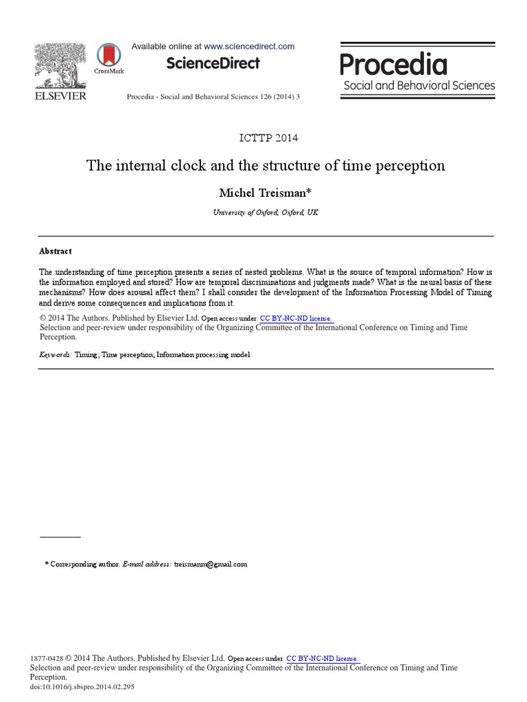 The Internal Clock and The Structure of Time Perception: Sciencedirect ...