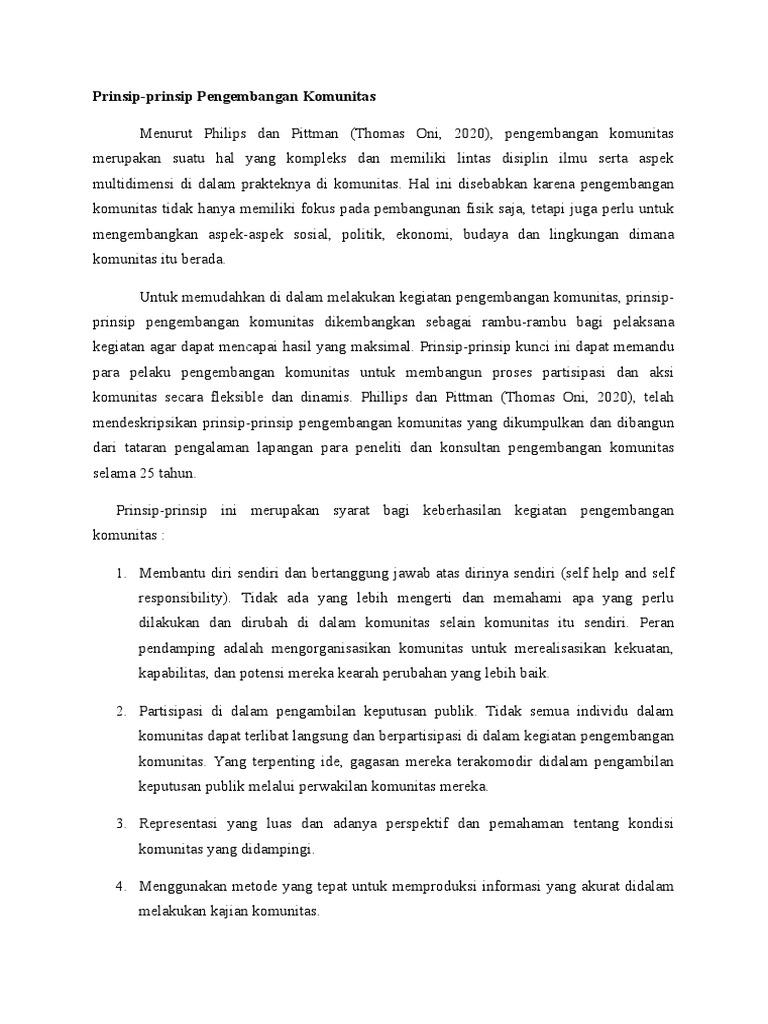 Prinsip Pengembangan Komunitas Pdf