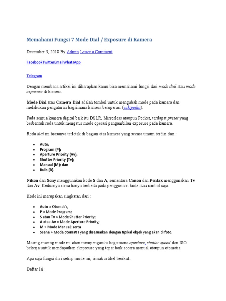 Fungsi 7 Mode Dial Kamera | PDF | Teknologi & Rekayasa