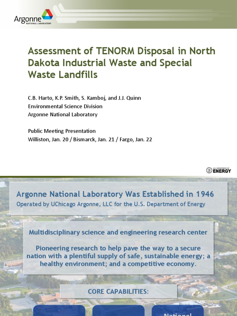 Assessment of TENORM Disposal in North Dakota Industrial Waste and ...