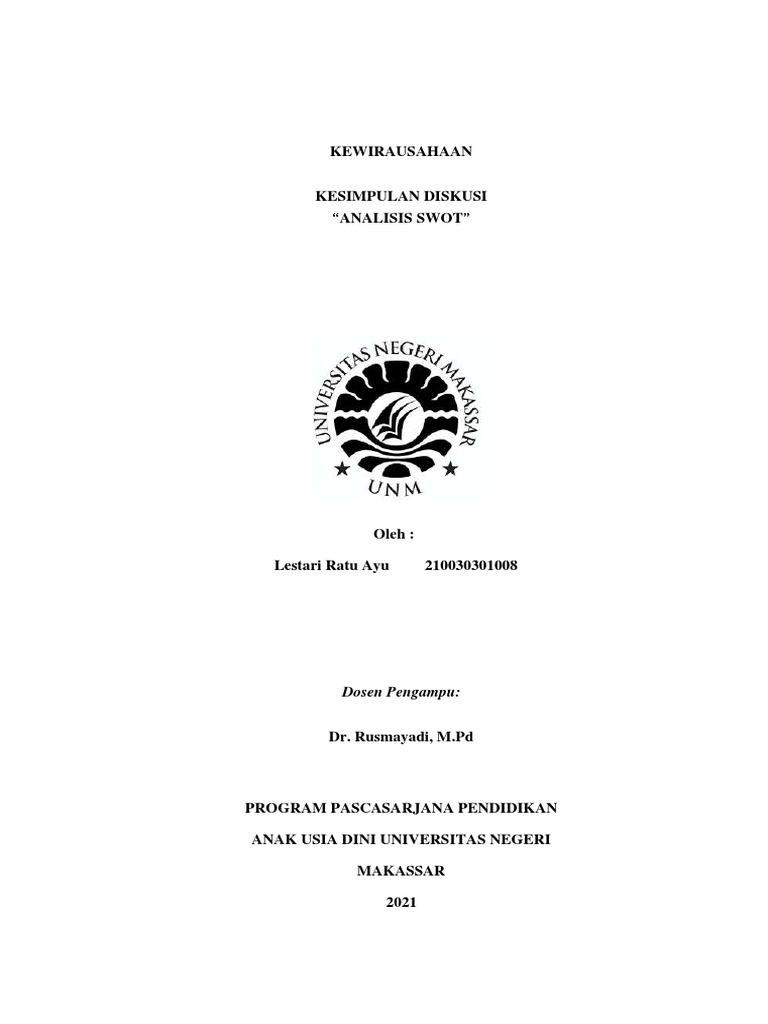 Kesimpulan Analisis SWOT Kewirausahaan | PDF