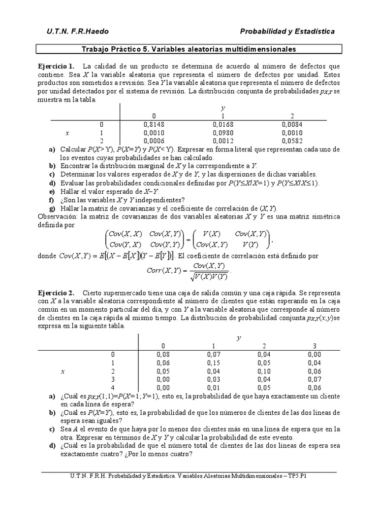 UTN PyE TP2020 TP5 | PDF | Variable aleatoria | Prueba (evaluación)
