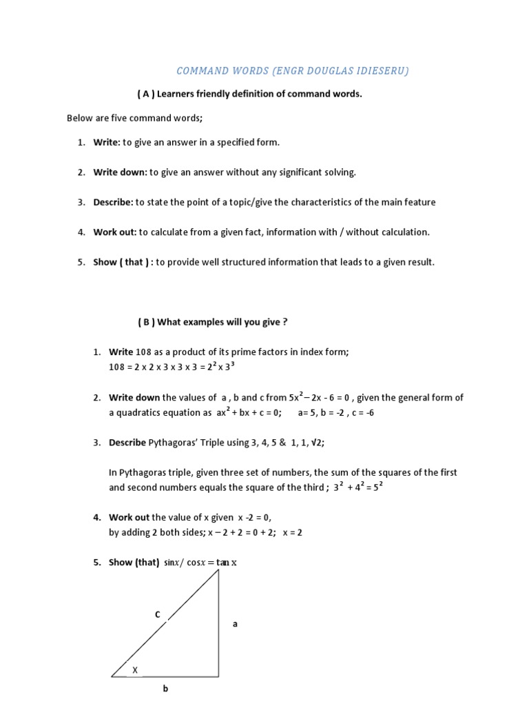 Command Words - Igcse | PDF