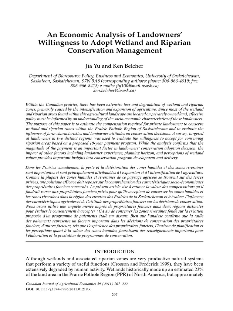 Landowner Incentives for Wetland Conservation | PDF | Wetland | Utility