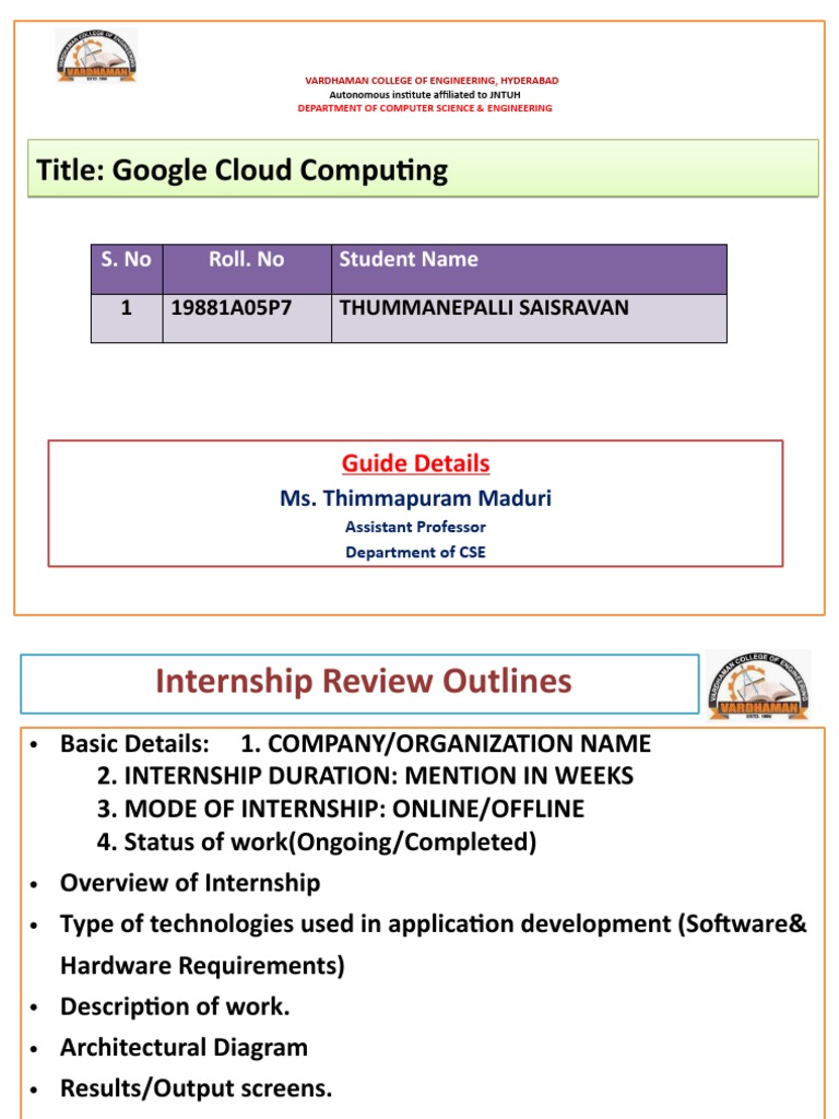 Google Cloud Internship Review | PDF | Cloud Computing | Computing