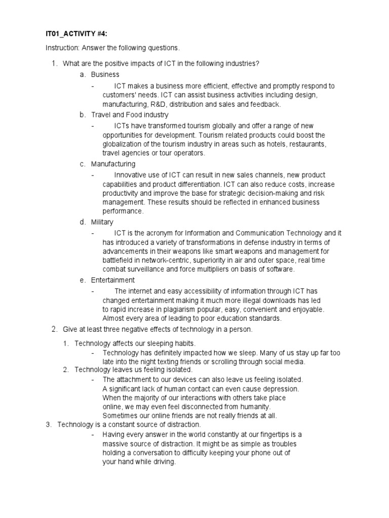 It01 Activity 4 | PDF | Information And Communications Technology ...