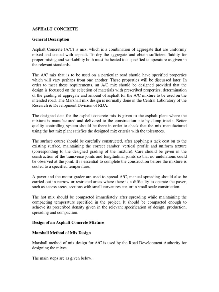 ASPHALT CONCRETE Lecture Note | PDF | Asphalt | Concrete