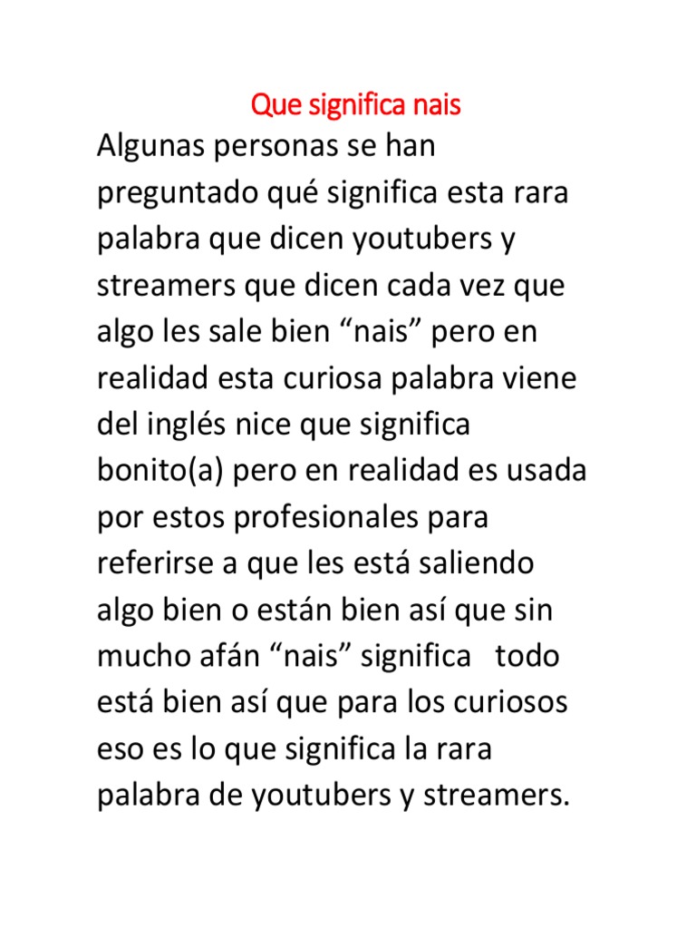 Que Significa Nais | PDF