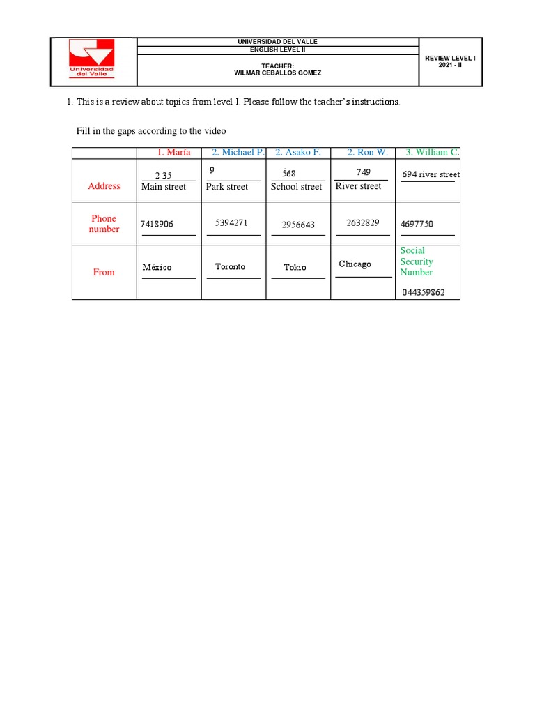 Asking For and Giving Personal Information | PDF