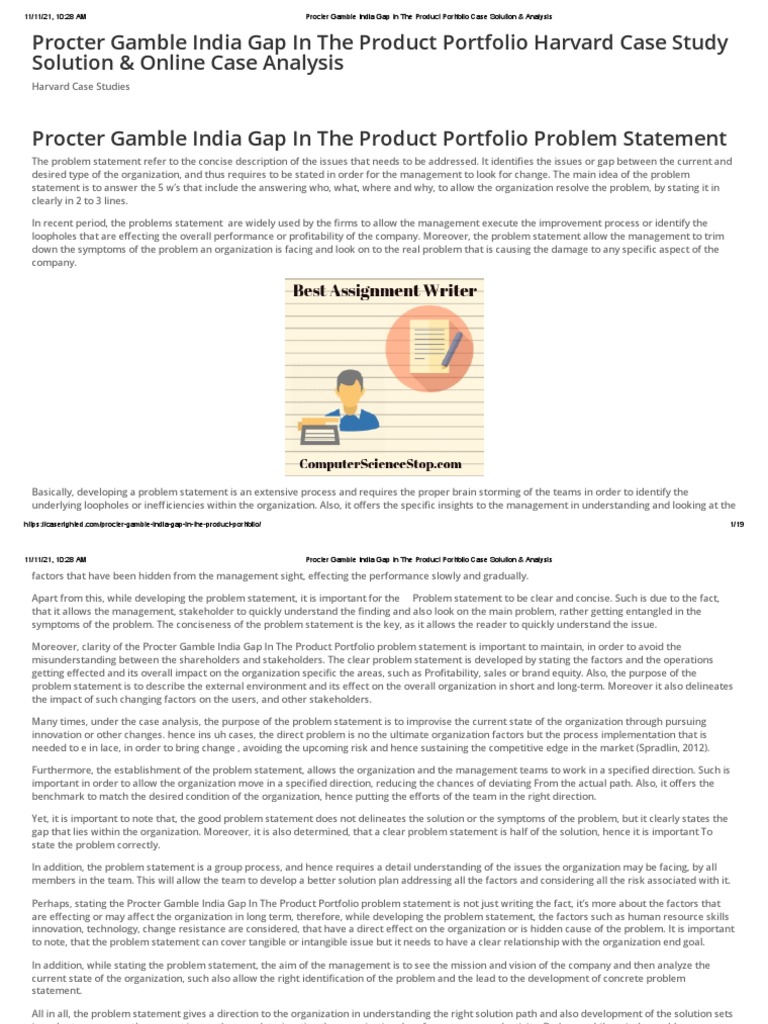 Procter Gamble India Gap in The Product Portfolio Case Solution & Analysis | PDF | Swot Analysis ...