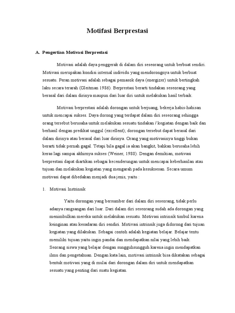 Motivasi Berprestasi | PDF