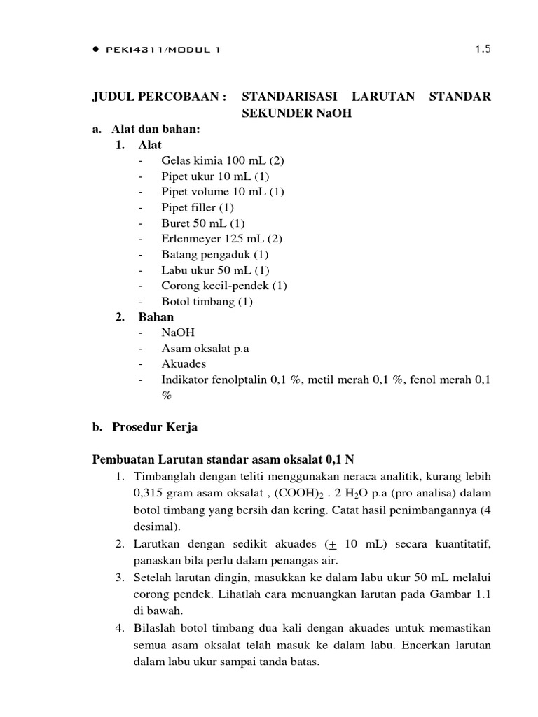 Praktikum Pembuatan Larutan Standar Baku | PDF