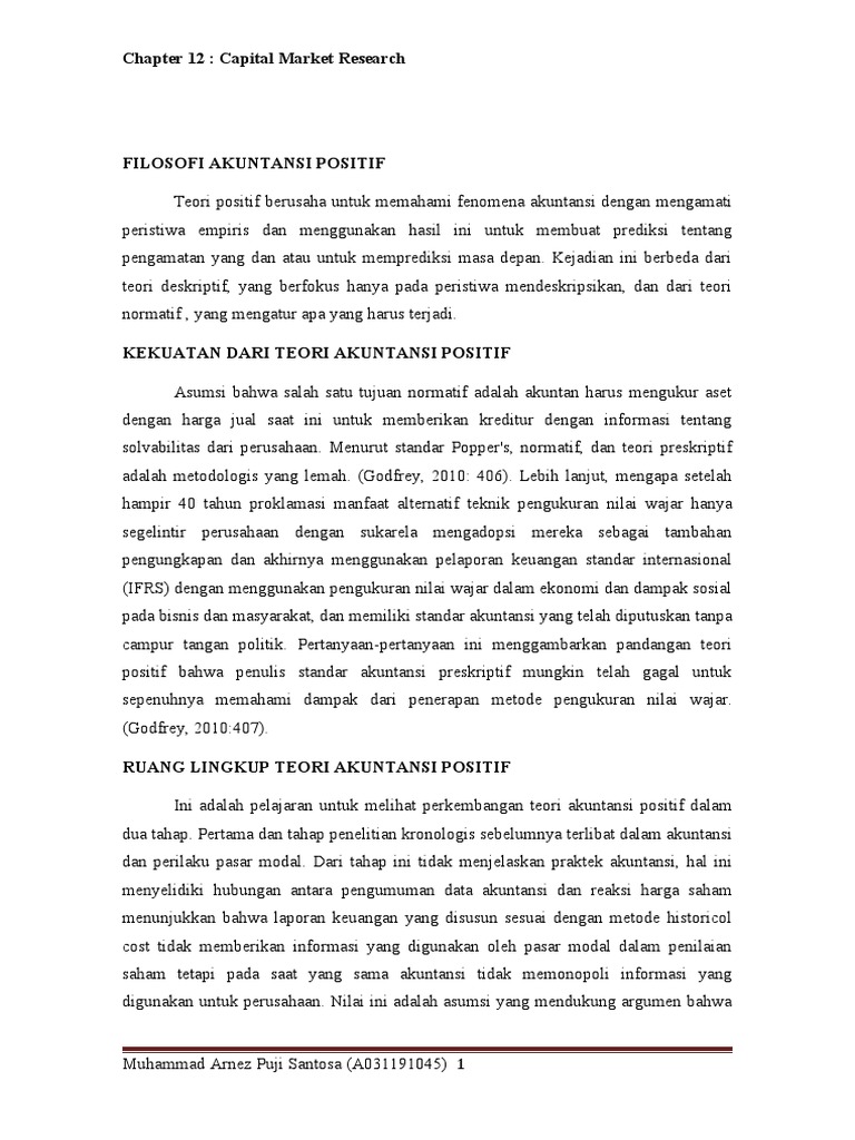 A031191045 - Muh. Arnez Puji Santosa (RMK Chapter 12, Capital MArket Research) | PDF