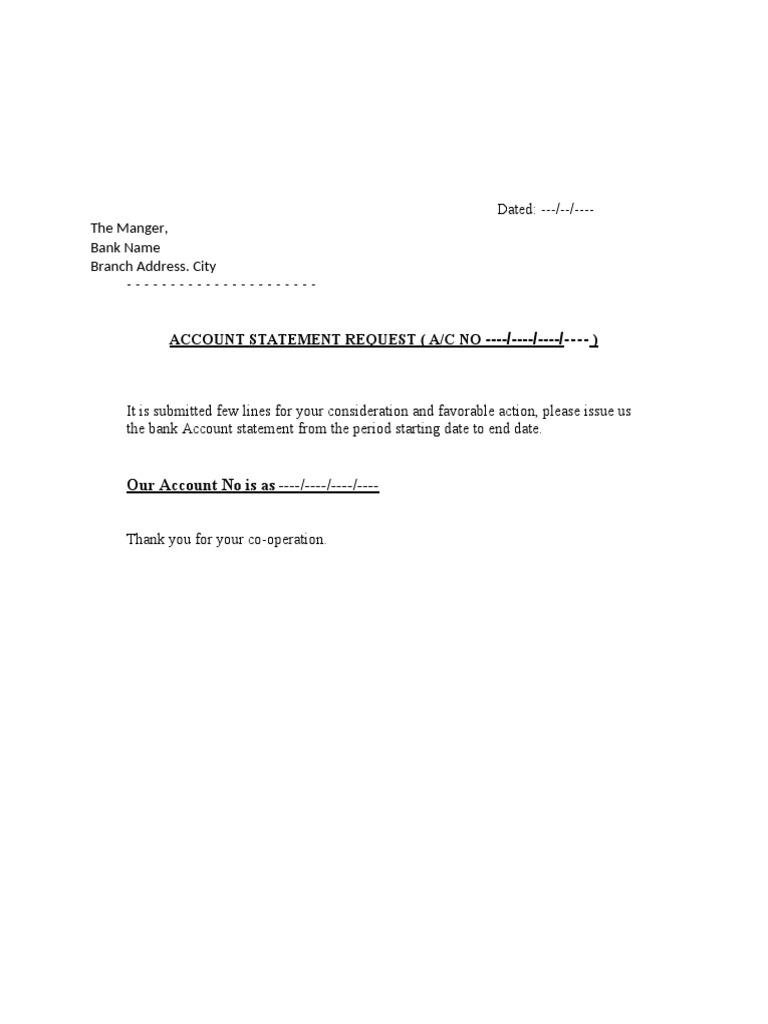 Statement Request Letter | PDF | Business | Finance & Money Management