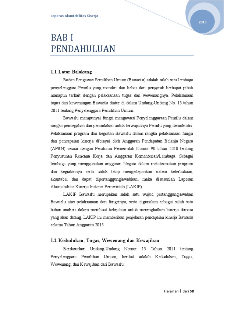 Lakip Bawaslu Ri 2015 | PDF | Ilmu Sosial