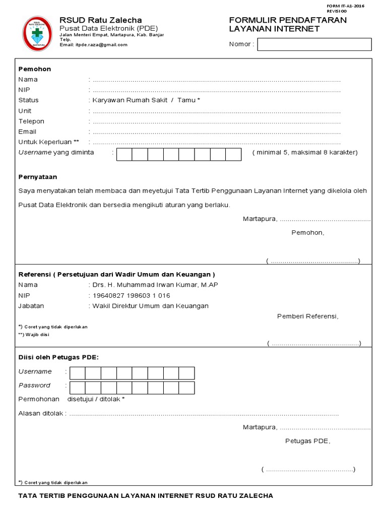 Formulir Pendaftaran Internet | PDF