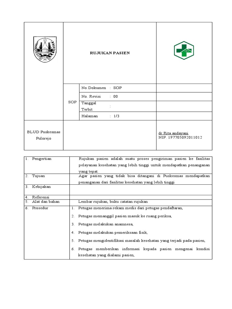 Sop RUJUKAN PASIEN | PDF