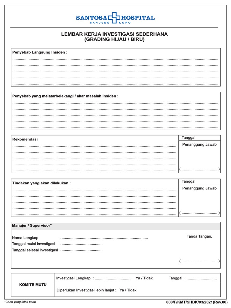 Form Investigasi Sederhana Dan RCA | PDF