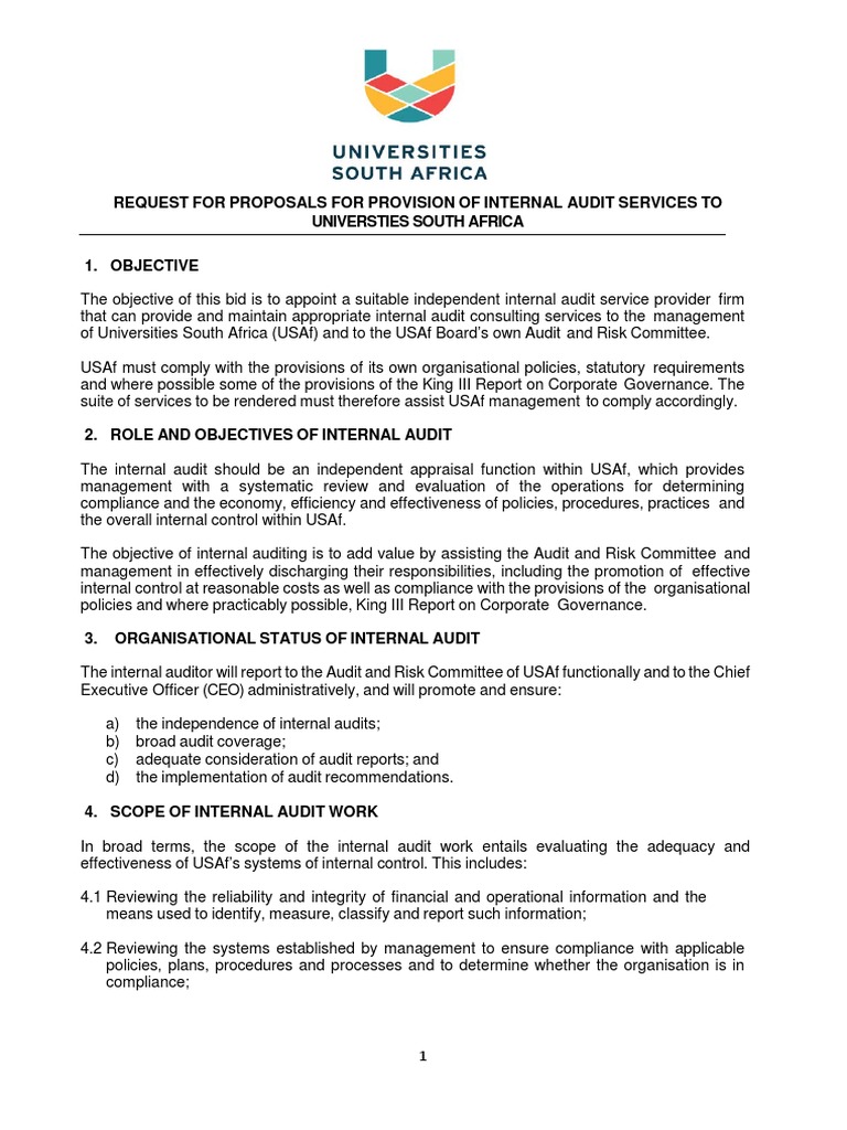 Internal Audit Services RFP for USAf | PDF | Internal Audit | Audit