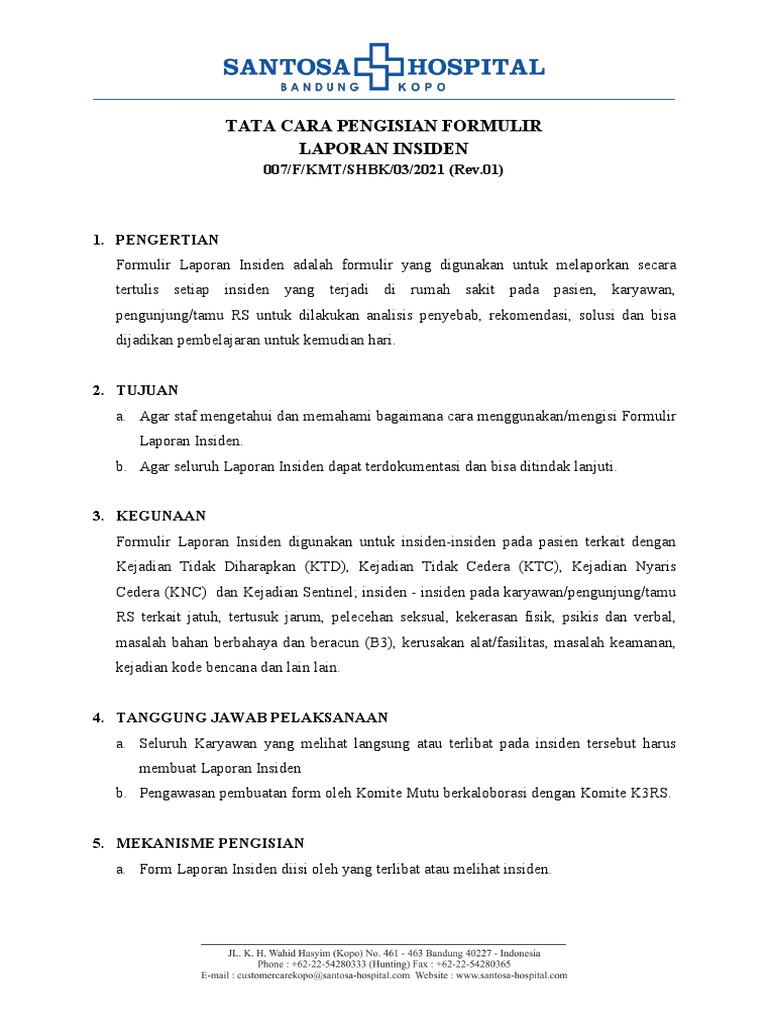 Juknis Form Laporan Insiden | PDF