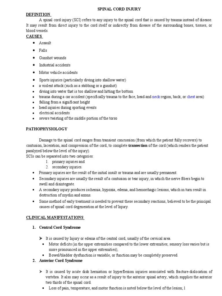 A Comprehensive Overview of Spinal Cord Injuries: Causes ...