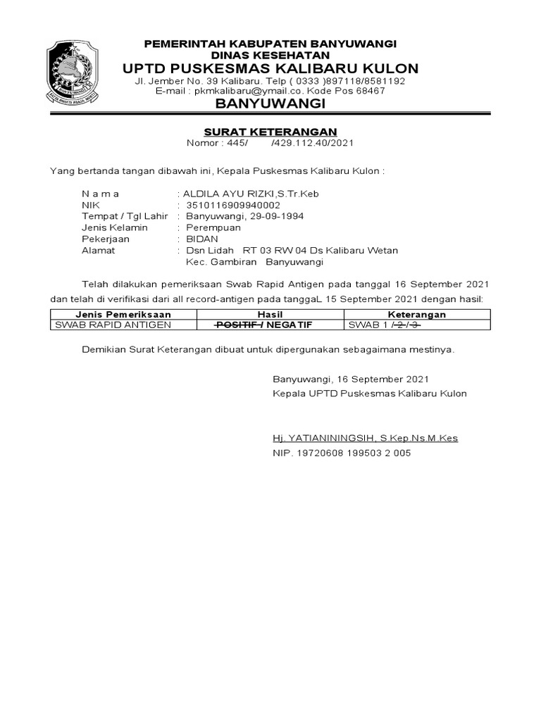 Manual Hasil Antigen - A633 | PDF