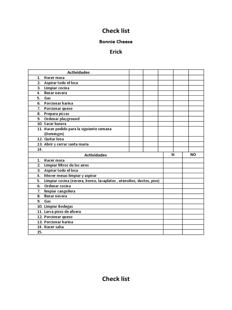 Check List Nuevo | PDF | Hogar, jardinería y bricolaje