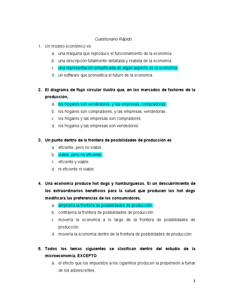 Cuestionario Rápido | PDF | Finanzas y dinero