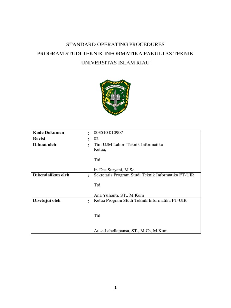 SOP LABOR TI UIR Revisi2 | PDF | Seni | Komputer