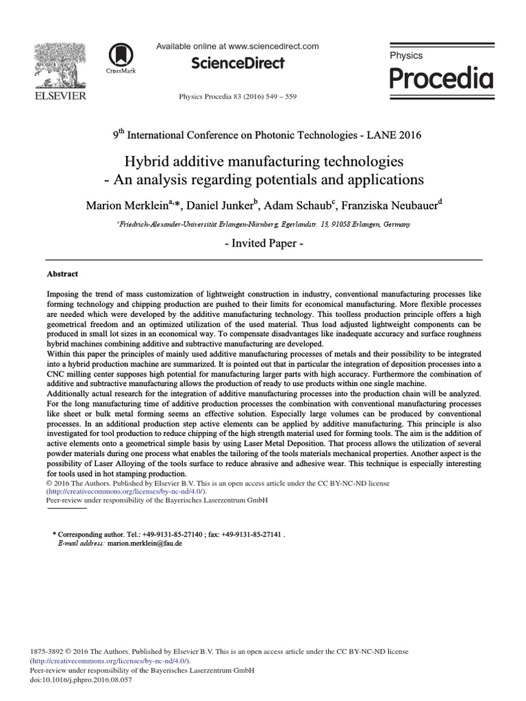 Hybrid Additive Manufacturing Technologies | PDF | Mechanical Engineering | Electric Heating