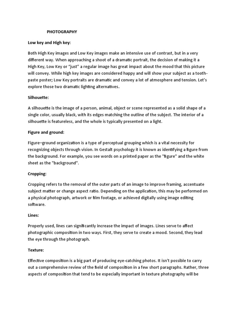 Photography Low Key and High Key | Download Free PDF | Composition ...