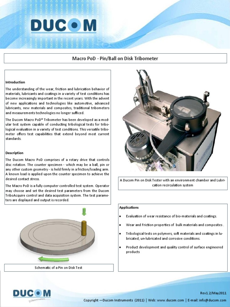 Ducom Macro Pin On Disc - Technical Information | PDF | Wear | Lubricant