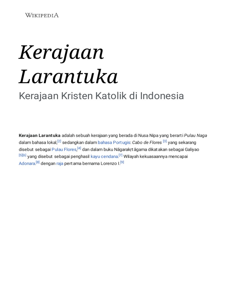 Kerajaan Larantuka - Wikipedia Bahasa Indonesia, Ensiklopedia Bebas | PDF