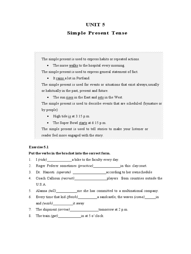 UNIT 5 Grammar Workbook | PDF | Language Mechanics | Grammar