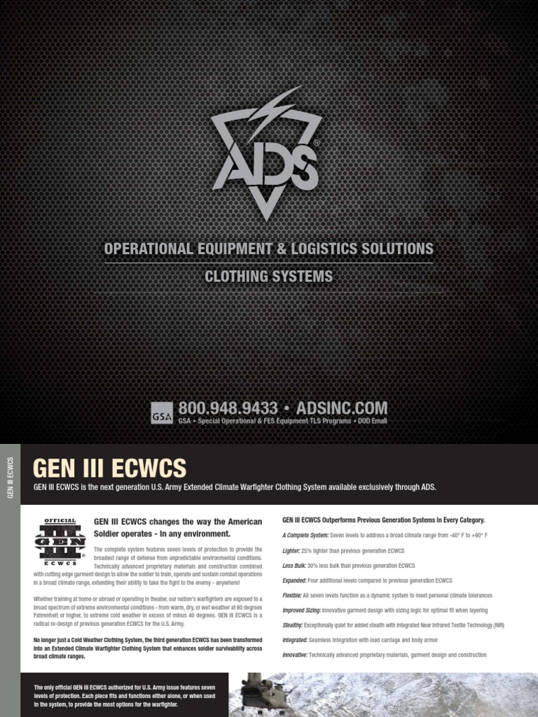 Operational Equipment & Logistics Solutions Clothing Systems | PDF ...