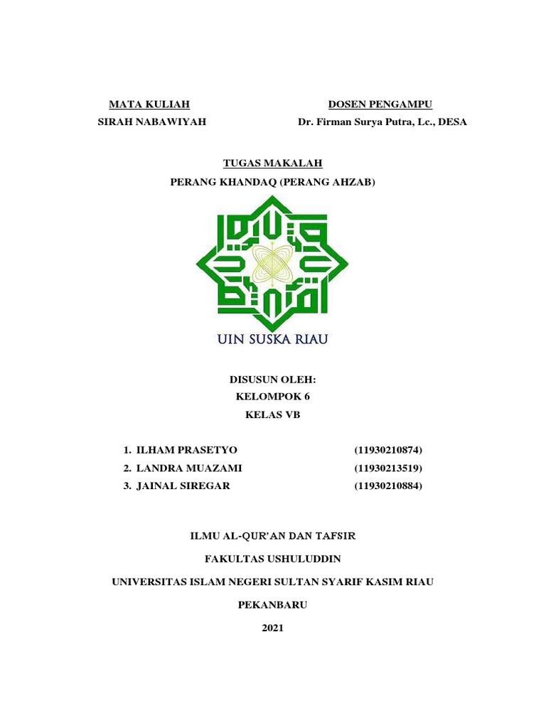 Kelompok 6 - Perang Khandaq (Perang Ahzab) - Sirah Nabawiyah - VB | PDF