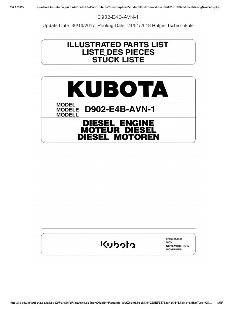 Kubota D902 Part List | PDF | Internal Combustion Engine | Engine ...