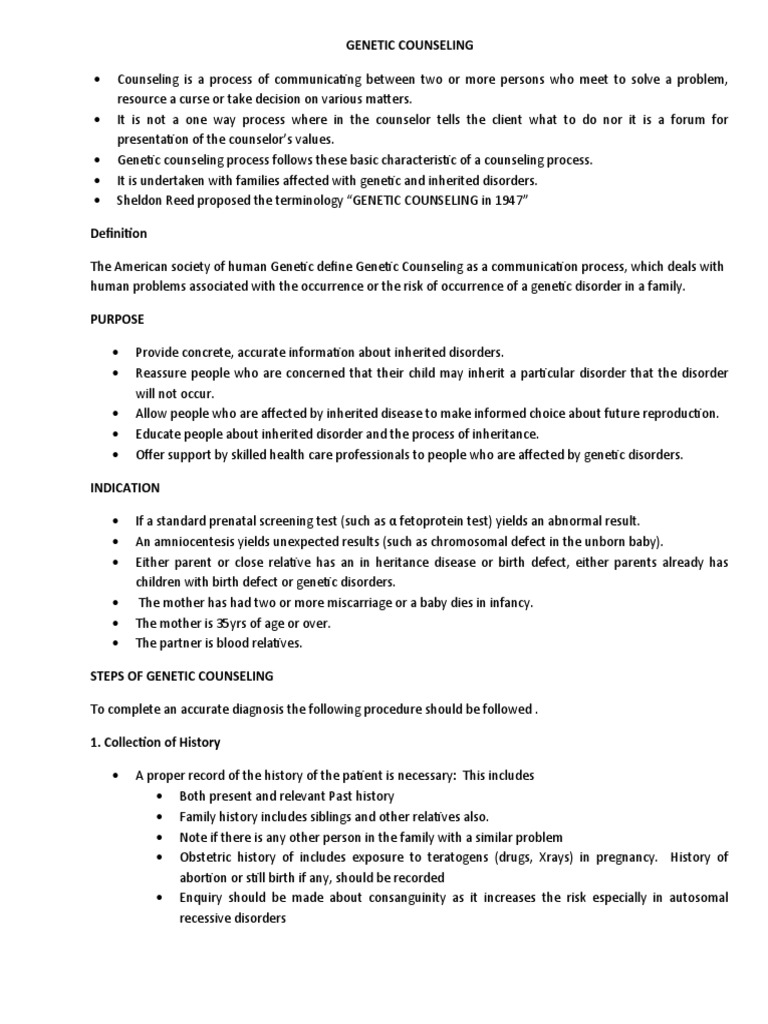 Genetic Counselling | PDF | Genetic Counseling | Genetic Disorder