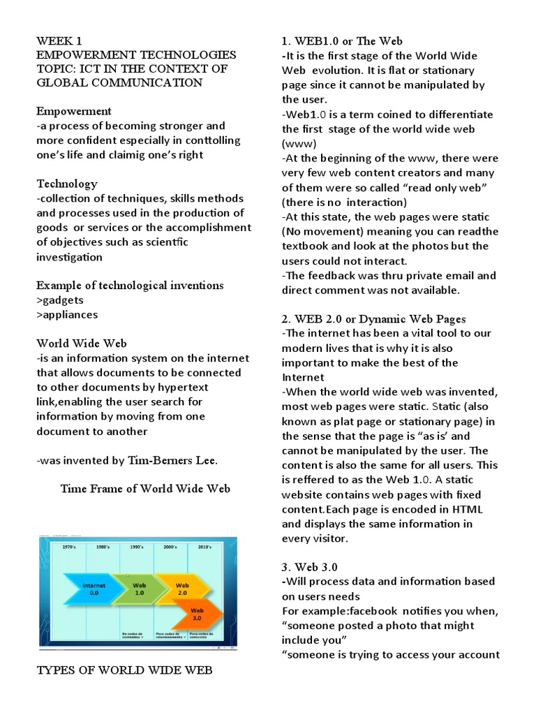 Etech Notes Week 1 | PDF | World Wide Web | Internet & Web