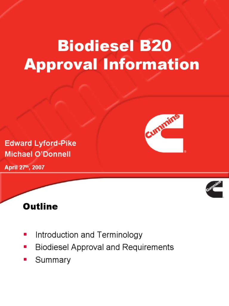 Biodiesel B20 Approval Information | PDF | Biodiesel | Diesel Fuel