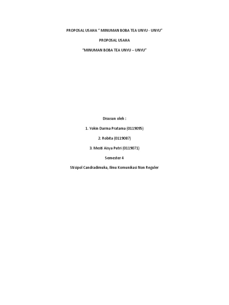 Proposal Usaha Minuman Boba Tea | PDF
