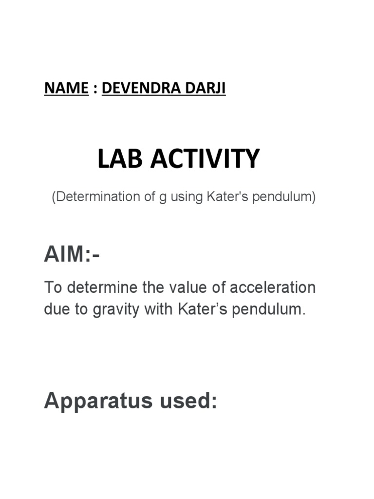 Kater's Pendulum: Measure Gravity g | PDF | Pendulum | Physical Quantities