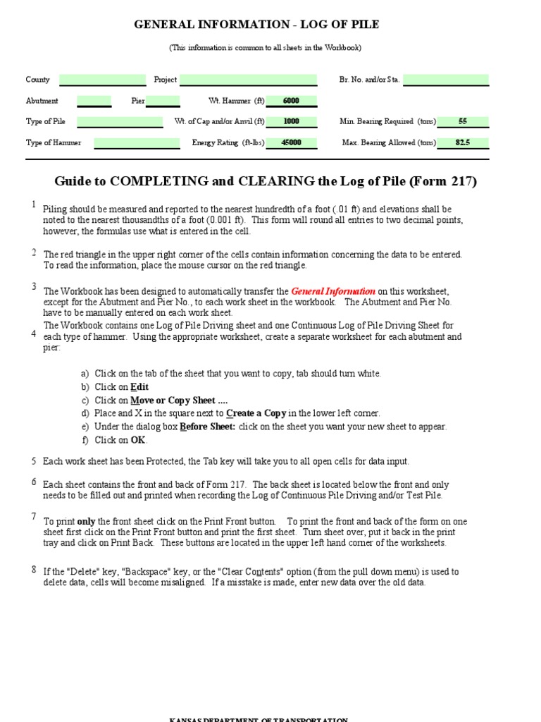 General Pile Driving Log | PDF | Deep Foundation | Hammer