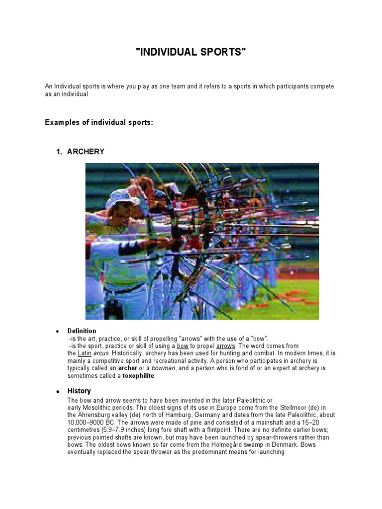 Individual Sports Overview and Examples | PDF | Fencing | Judo