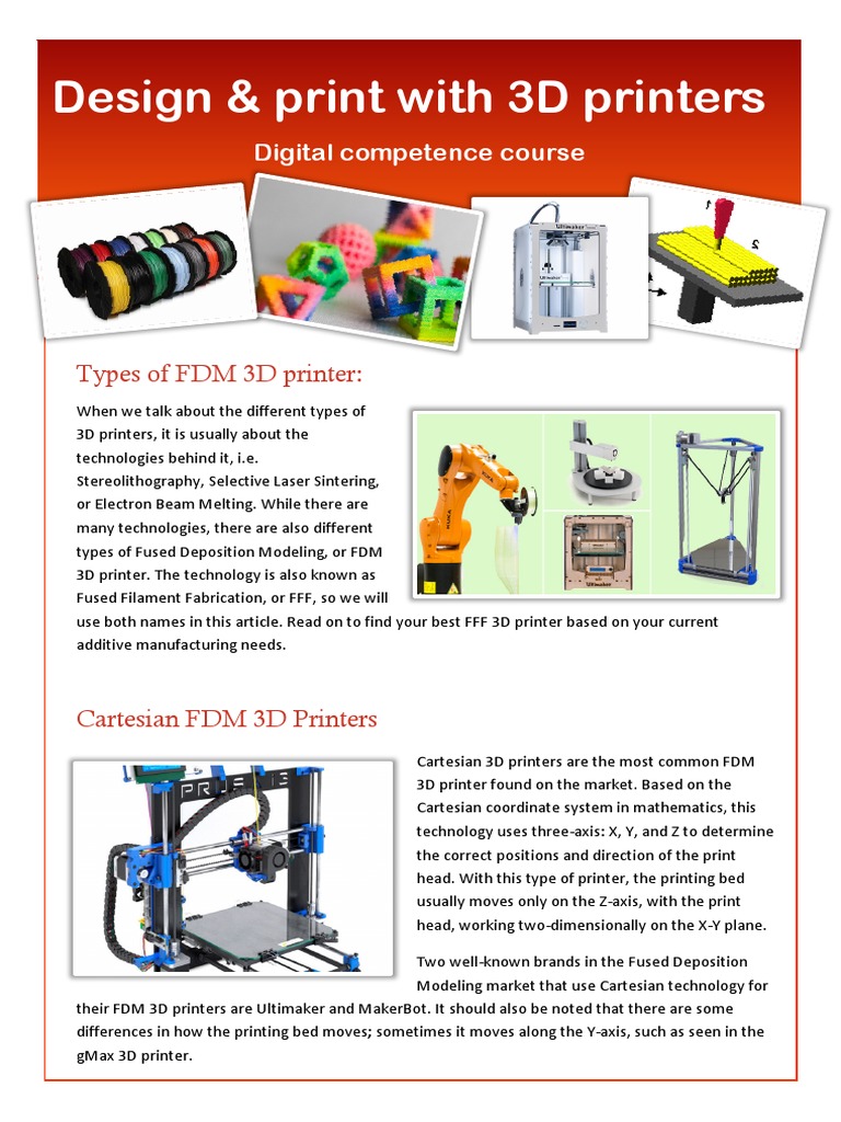 Types of 3D Printers FDM | PDF | 3 D Printing | Cartesian Coordinate System