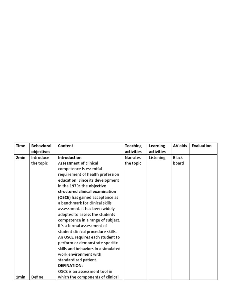 Osce Lesson Plan | PDF | Test (Assessment) | Educational Assessment